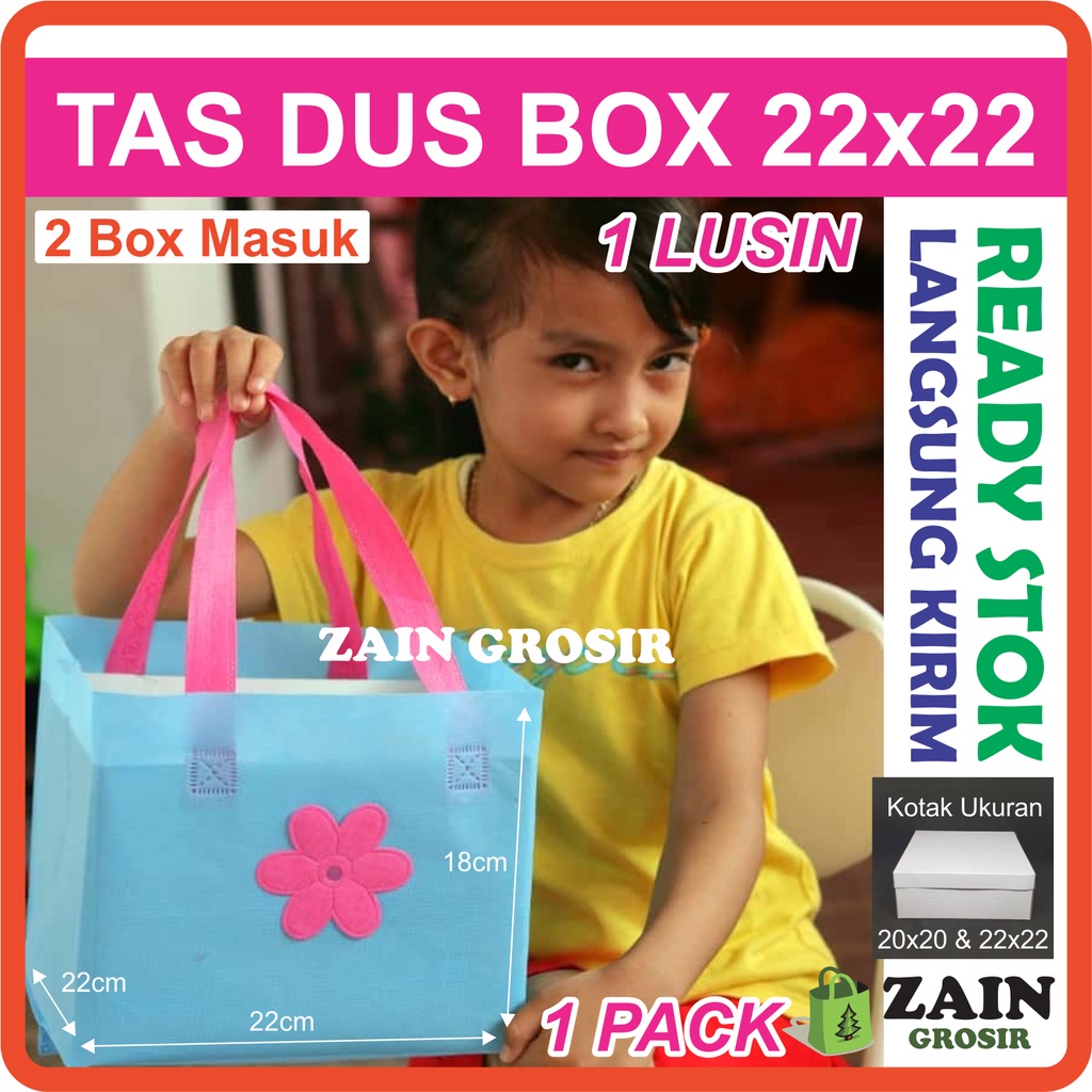 Jual 1lusin (isi 12pcs) Tas box 22x22 kotak nasi kantong souvenir ...