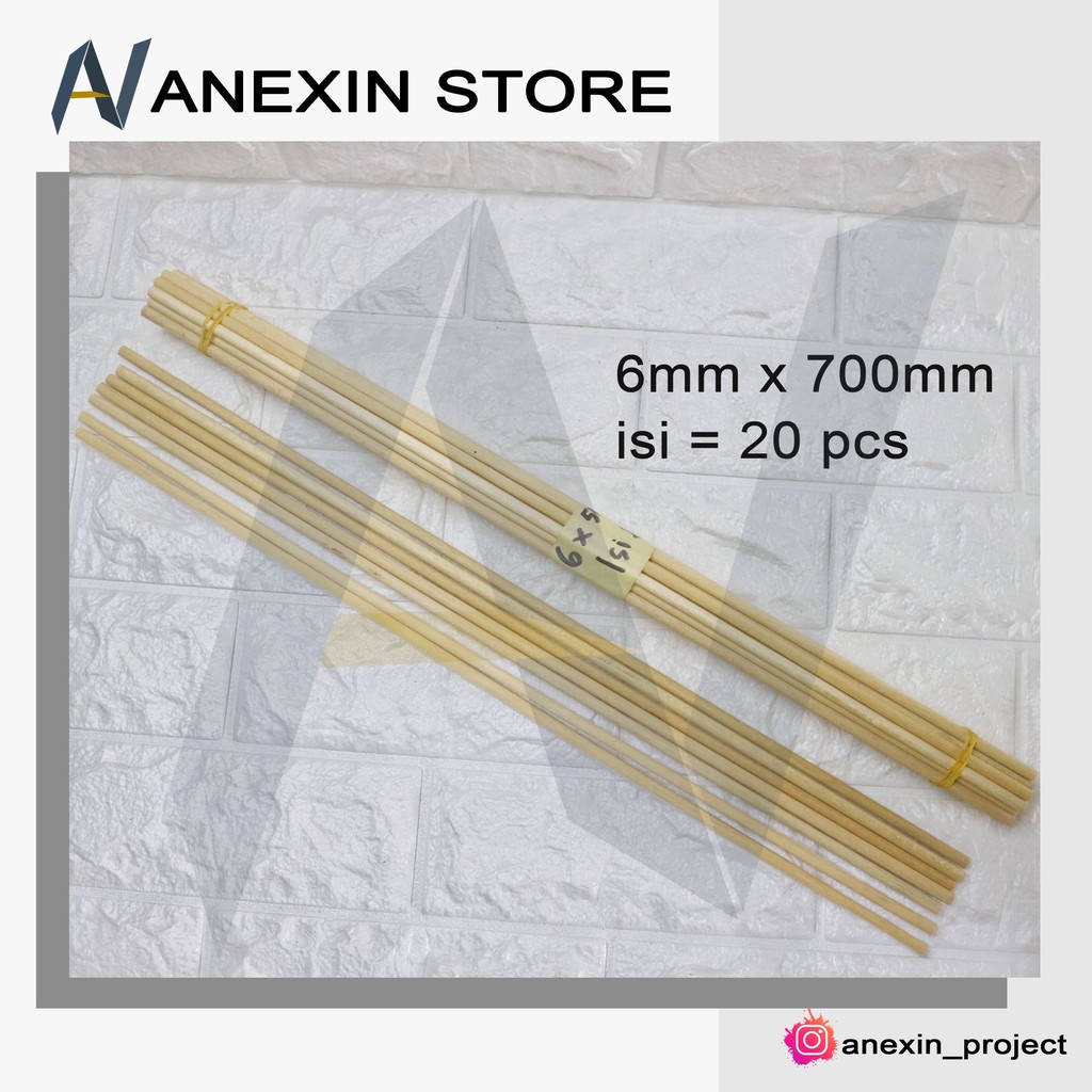 Jual Kayu dowel polos diameter 6mm x panjang 700 mm / 70 cm pasak kayu ...