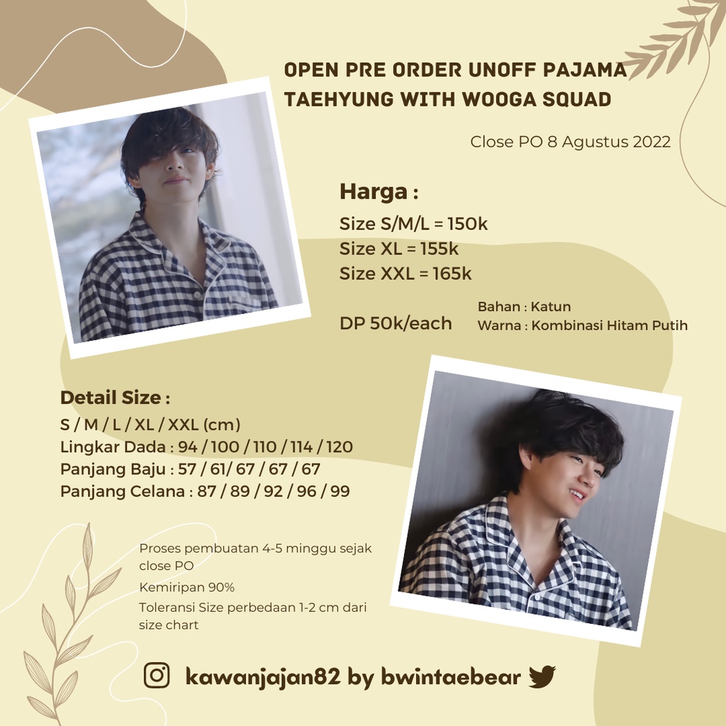 Jual PO Pajama Taehyung With Wooga Squad (Unoff) | Shopee Indonesia