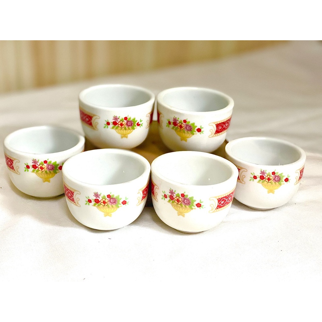 Jual Gelas Teh Keramik Set 6pcs 40ml / Gelas Cangkir Sembahyang Cina ...