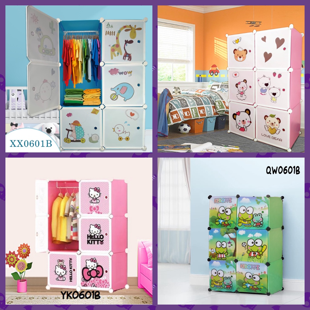 Jual Lemari 6 Pintu Plastik Simple Lemari Pakaian Portable Lemari ...