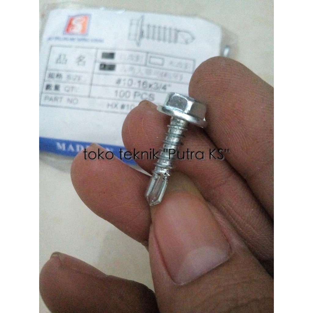 Jual Baut Baja Ringan / Baut Roofing Ukuran #10x3/4 Isi 100Pcs | Shopee ...