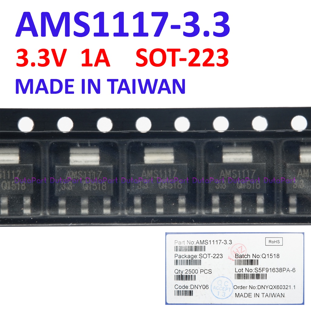 Jual AMS1117 3.3V 3,3V 3.3 3,3 V 1A SMD Voltage Regulator AMS1117-3.3 SOT-223 | Shopee Indonesia