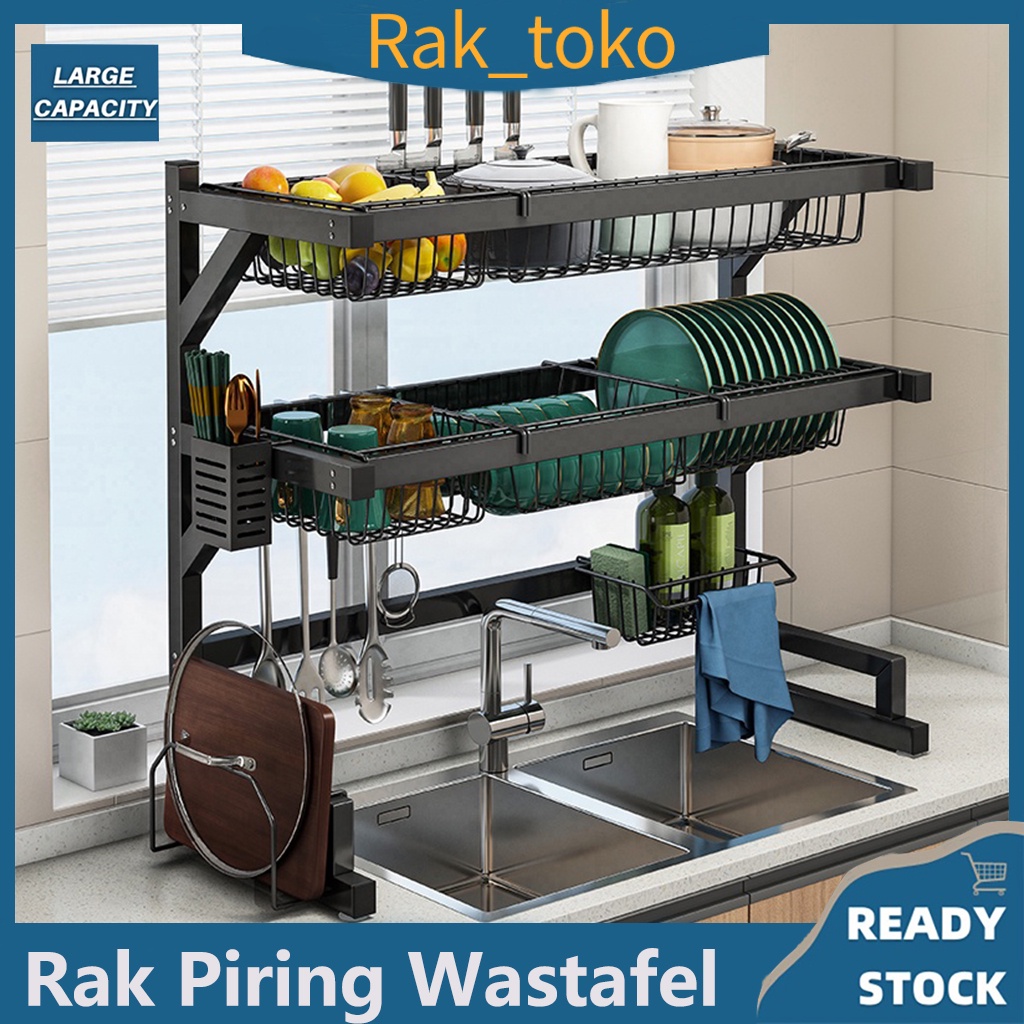 Jual Rak Piring Wastafel Stainless Steel Hitam Peralatan Dapur Kokoh ...