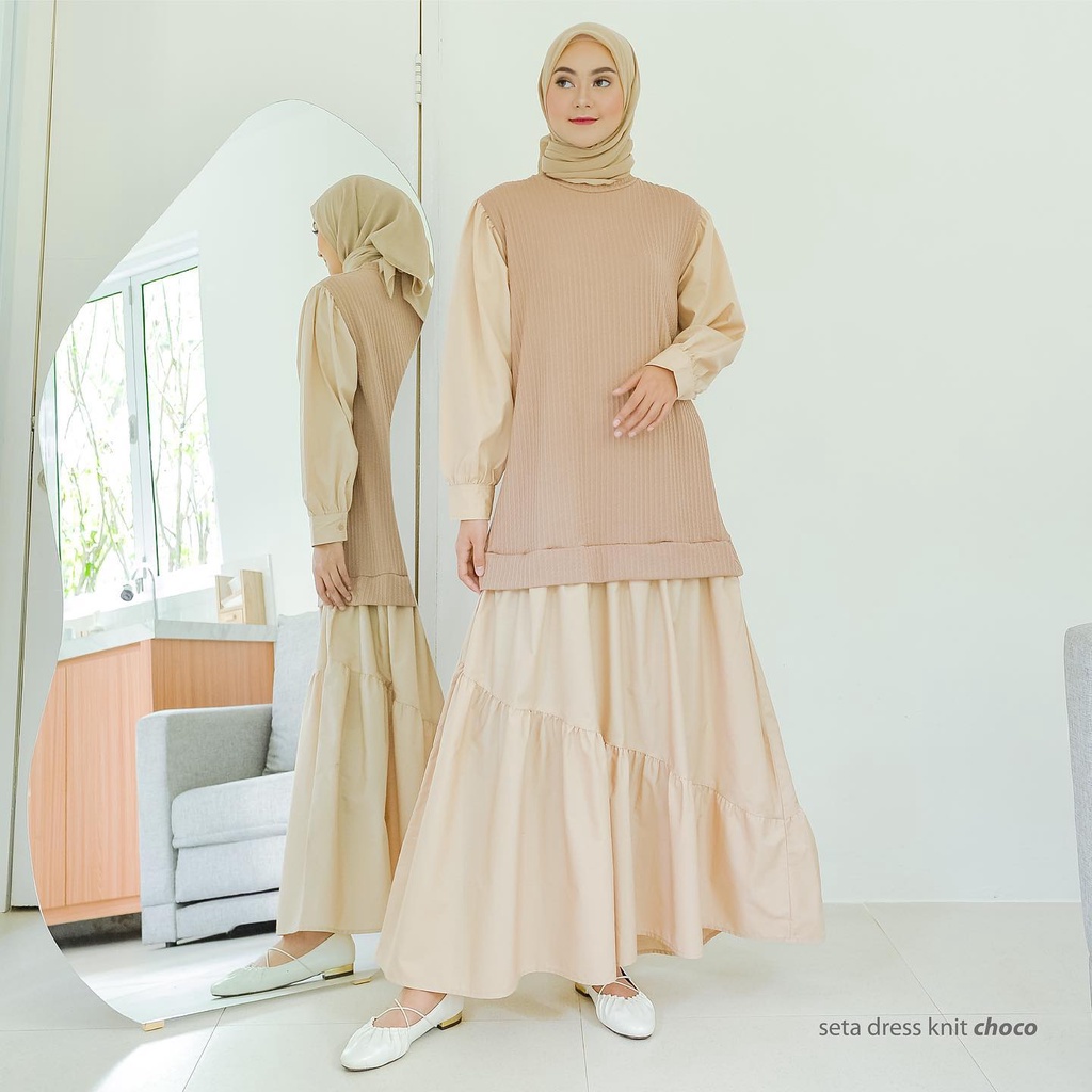 Jual Tsafani - Seta Dress Premium | Gamis Knit Kekinian | Tebal Dan ...