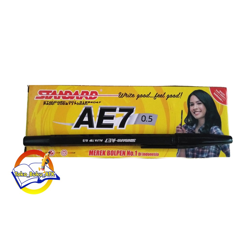 Jual Pen / Bolpen/ Pulpen/ Ballpoint/ Pena Standart AE7 Hitam - 1 Pack ...