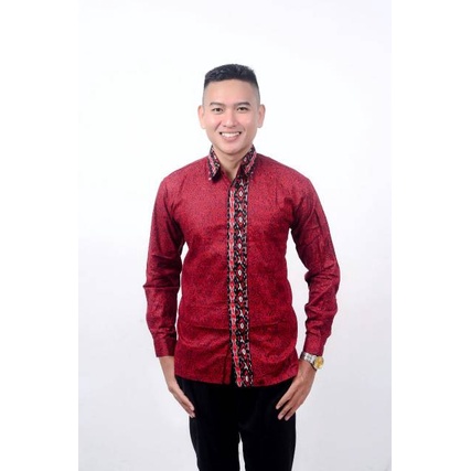 Jual KEMEJA BATIK KERJA BIG SIZE JUMBO SIZE FIT XXL LD 120 WARNA HITAM PUTIH CASUAL FORMAL ...