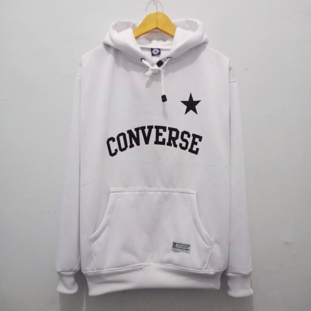 Jual jaket sweater hoodie CONVERSE putih simple terbaru murah | Shopee ...