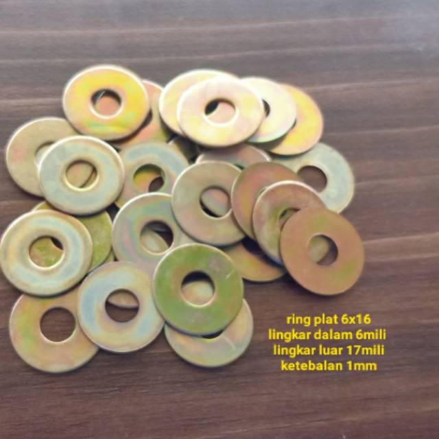 Jual RING PLAT M6X16 ISI 50PCS KUNING/PUTIH RING BAUT RING PELAT ...