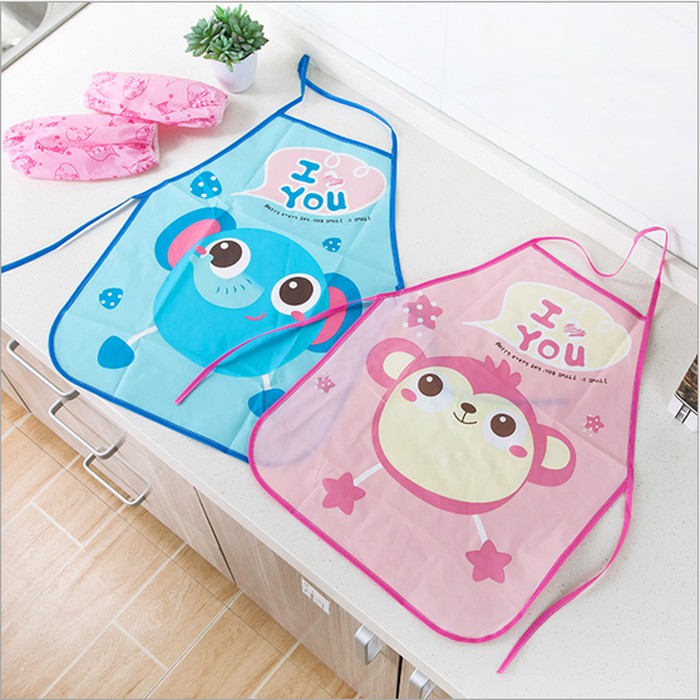Jual Celemek Anak-anak Anti Air Kotor Makan Melukis Lucu Beserta Lengan ...