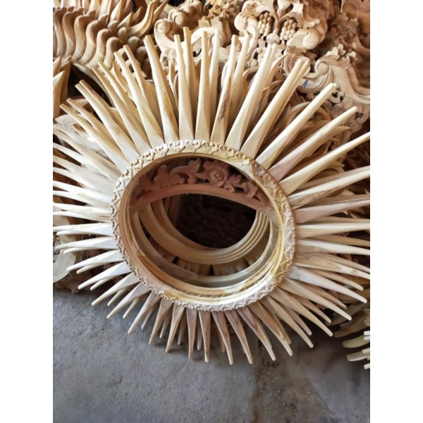 Jual pigura cermin hias kayu jati motif lurus free pallet | Shopee ...