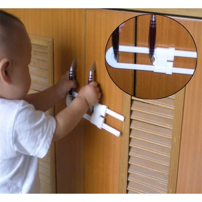 Jual UNNISO - Kunci Pengaman Pintu Lemari / Baby Safety Lock U Shape ...