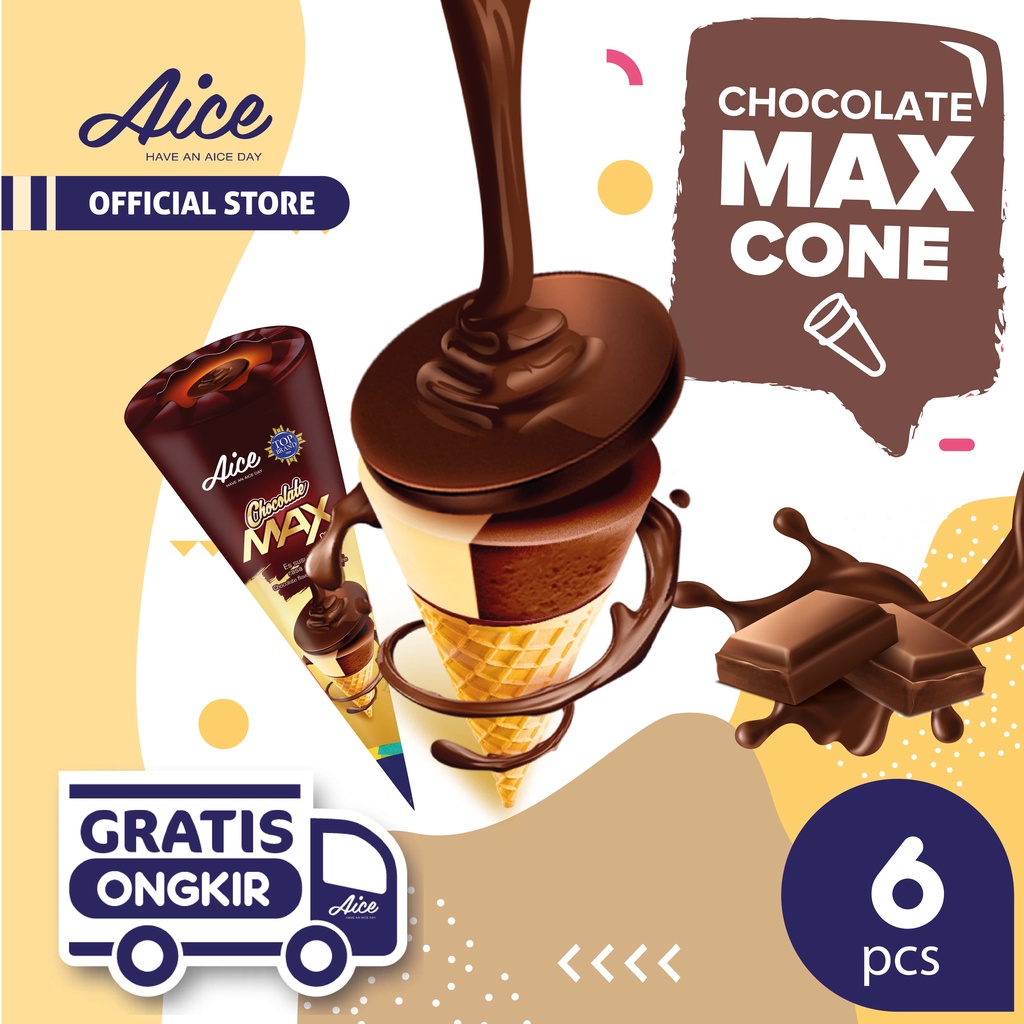 Jual AICE Ice Cream Chocolate Max Cone isi 6 pcs eskrim | Shopee Indonesia