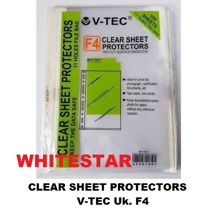 Jual sheet protector / pocket clear v-tec uk. / ukuran F4 folio (10 ...