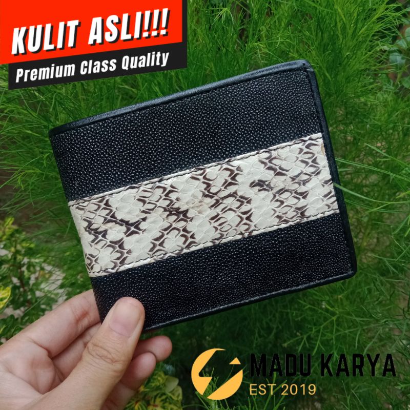 Jual Dompet lipat pria kulit ikan pari dan kulit ular asli 100% kulit ...