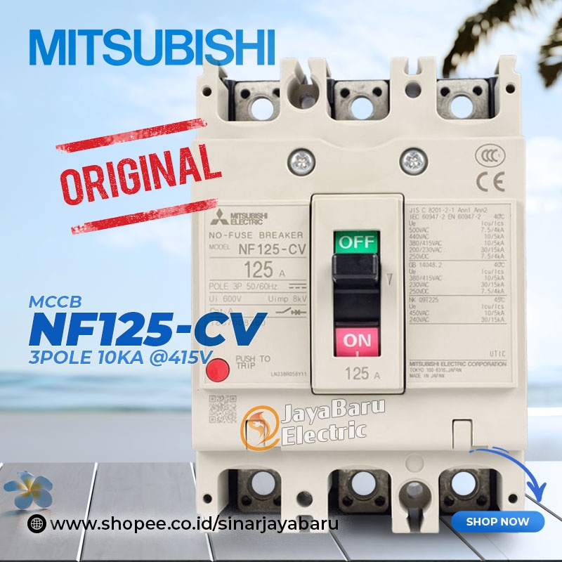 Jual MCCB NFB MITSUBISHI NF125-CV NF125CV 3P 80A 100A 125A | Shopee Indonesia