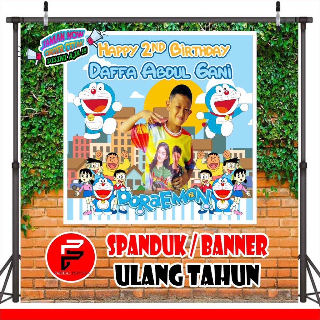 Jual Spanduk / Banner / Backdrop Ulang Tahun Custom Tema DORAEMON UK. 1 ...