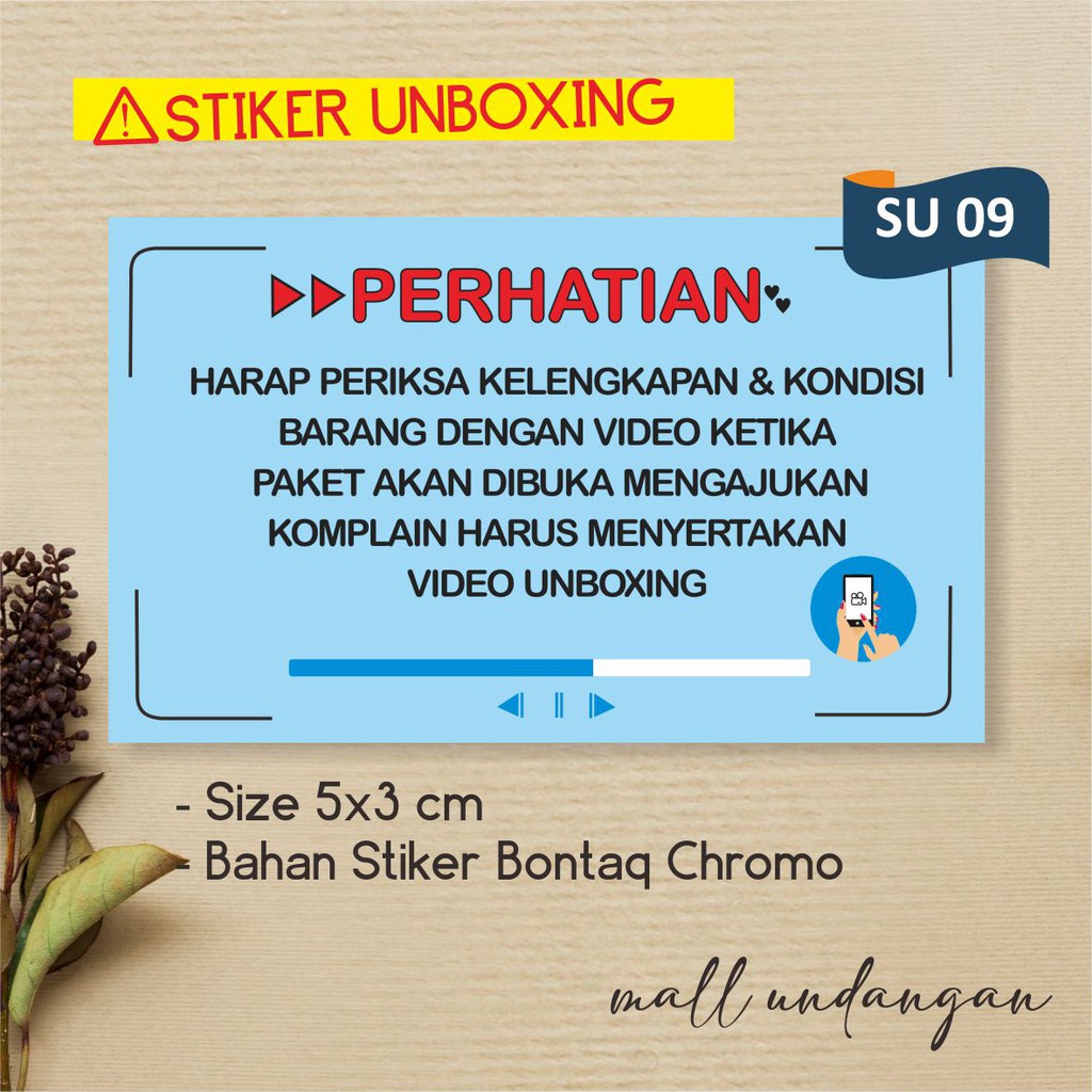 Jual STIKER LABEL VIDEO UNBOXING - STICKER PERINGATAN BUKA PAKET READY ...
