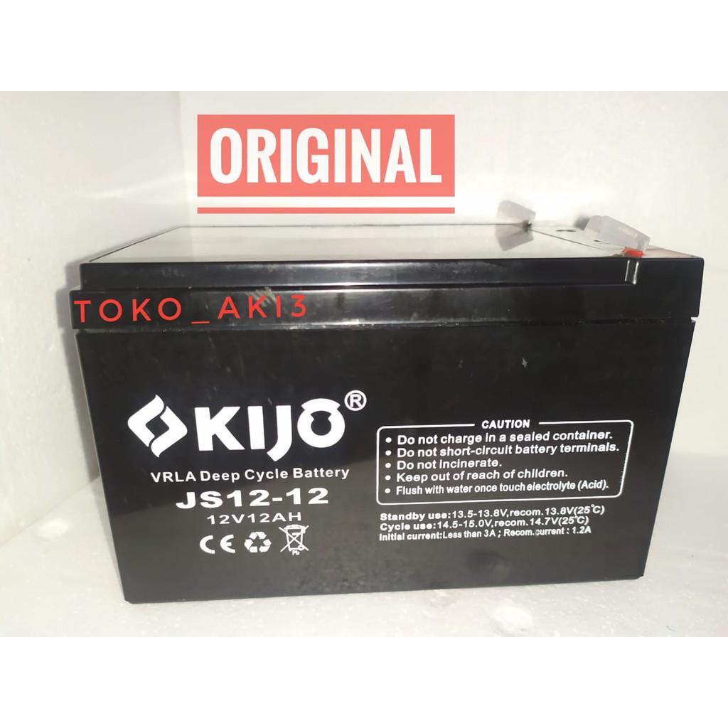 Jual aki baterai kering vrla mf 12ah 12v 12volt 12 amper kijo 12ah ups ...