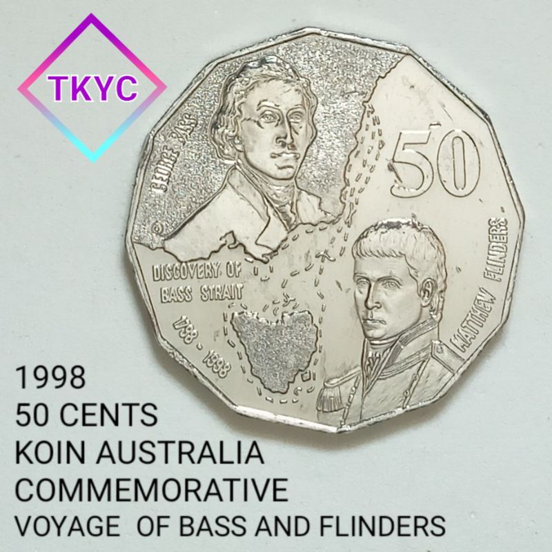 Jual 50 Cent Koin Australia 1998 Commemorative (voyage of bass and ...