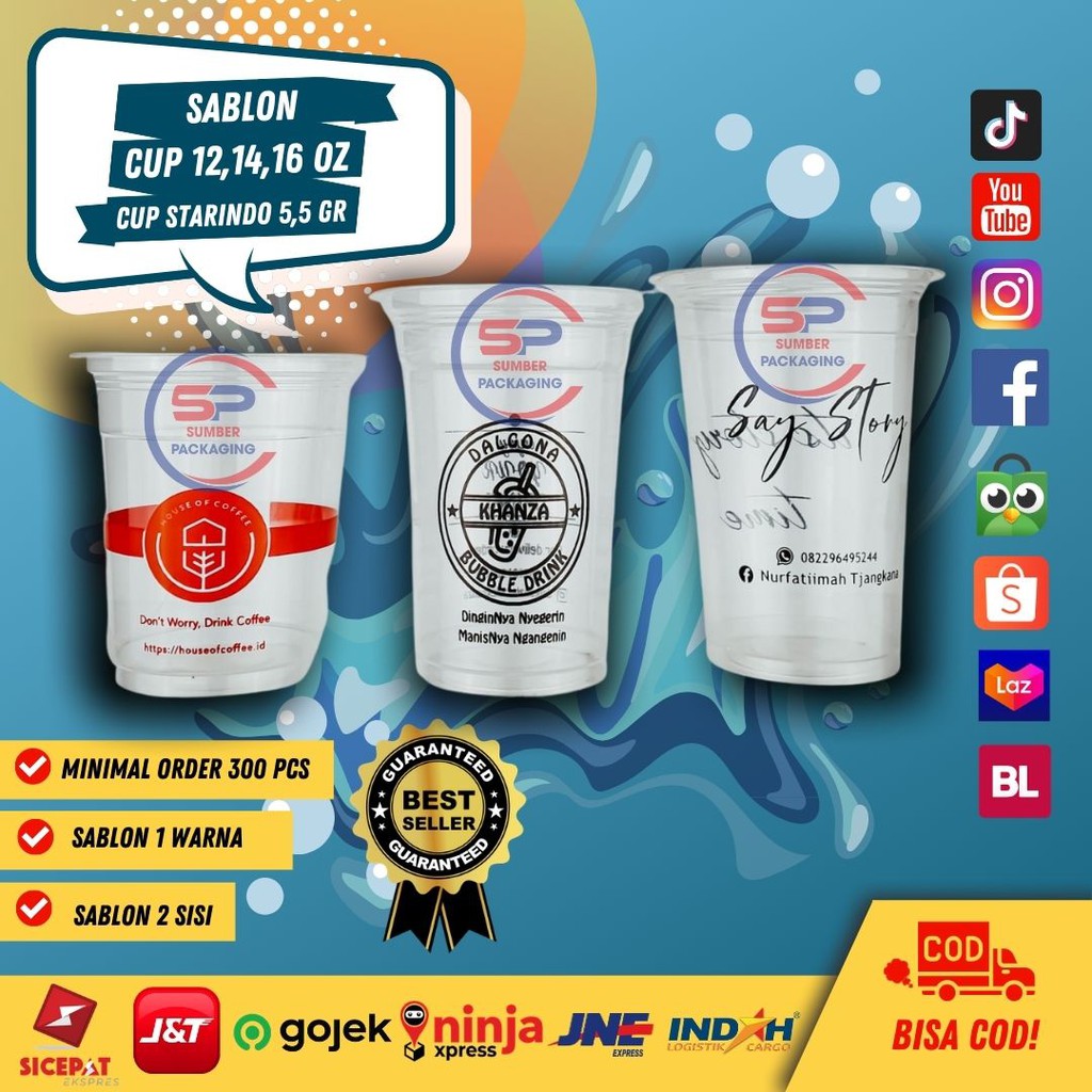 Jual SABLON CUP PP CUP SABLON PLASTIK CUP GELAS CUP UKURAN 12OZ 14OZ 16OZ CUSTOM LOGO SABLON ...