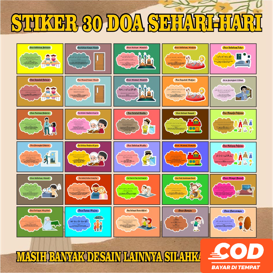 Jual Sticker Doa Sehari-Hari Bergambar - Edukasi Doa Anak Muslim ...