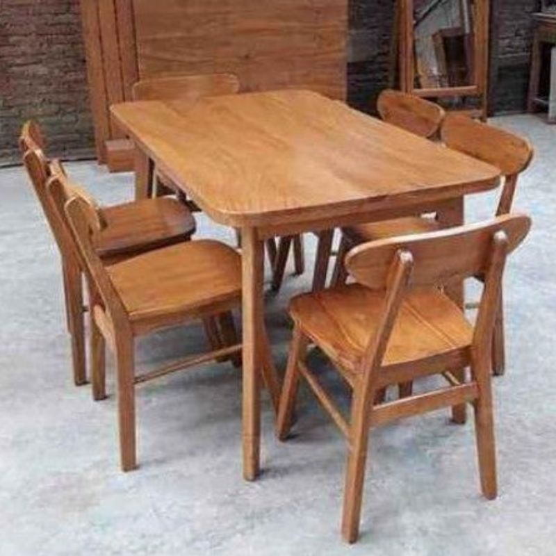 Jual Set meja makan ropan kursi 6+meja kayu jati | Shopee Indonesia