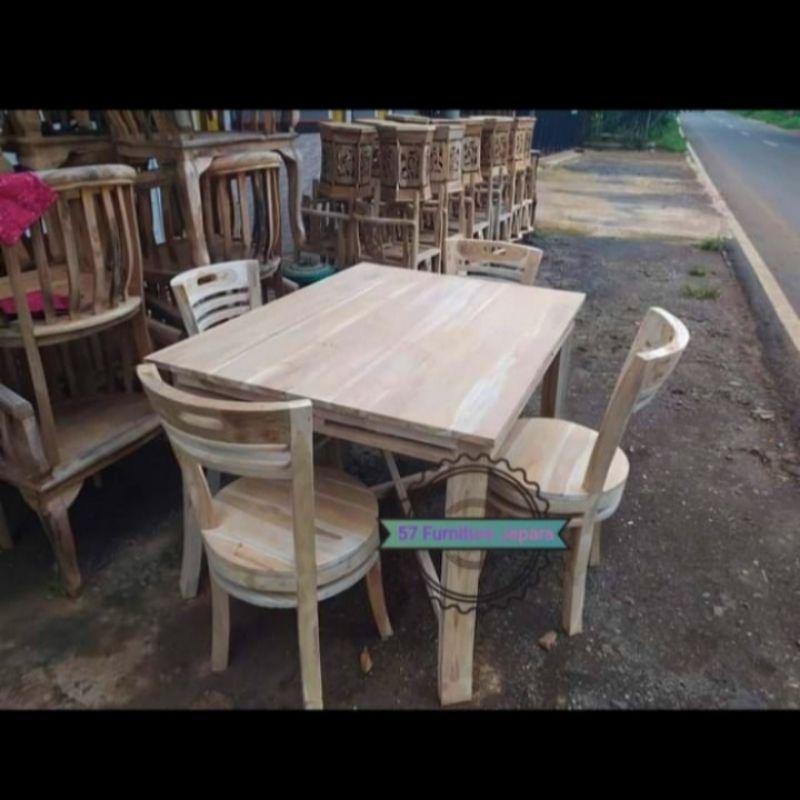 Jual Meja makan cafe/restoran kursi 4 sederhana kayu jati mentahan ...