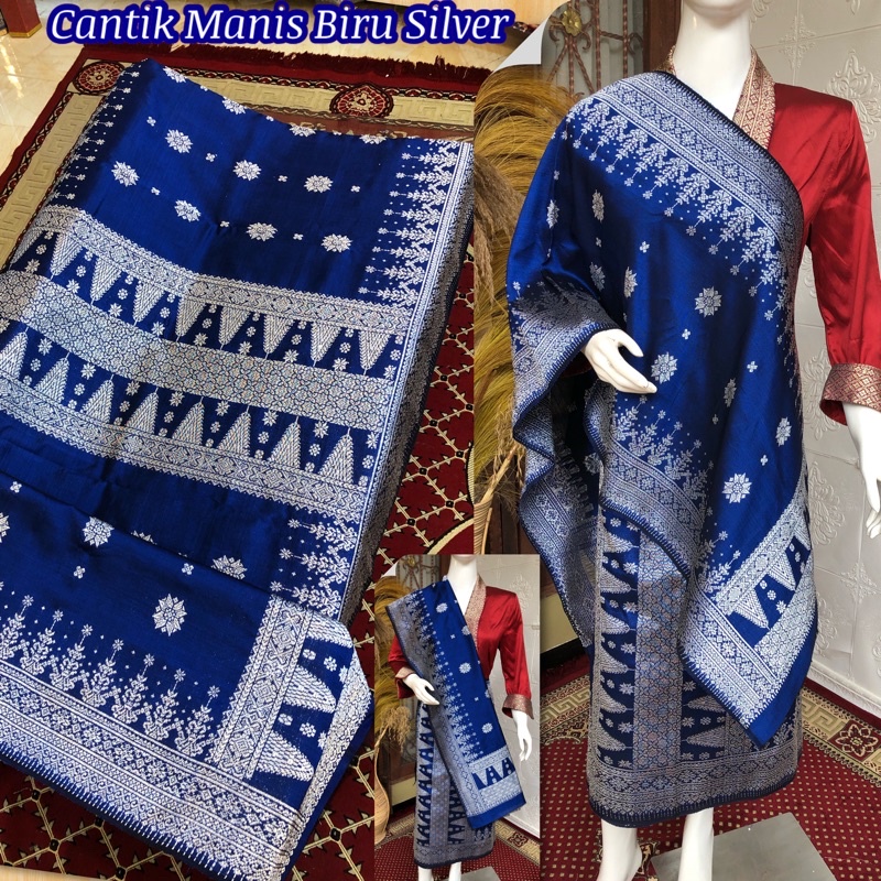 Jual TERLARIS Songket Cantik Manis Exclusive Biru Silver/Songket Tenun Palembang asli Tenun ...