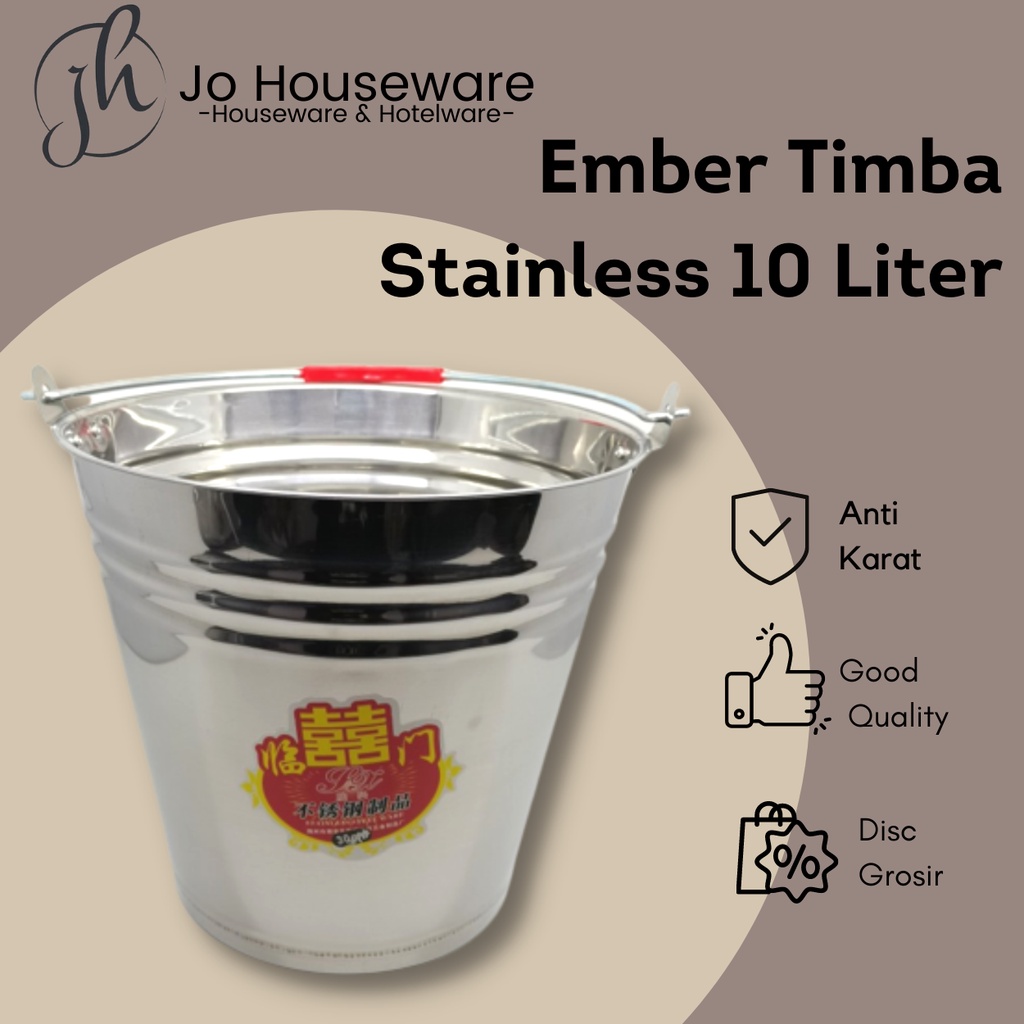 Jual Ember timba stainless steel 10liter tebal anti karat P17-10L ...