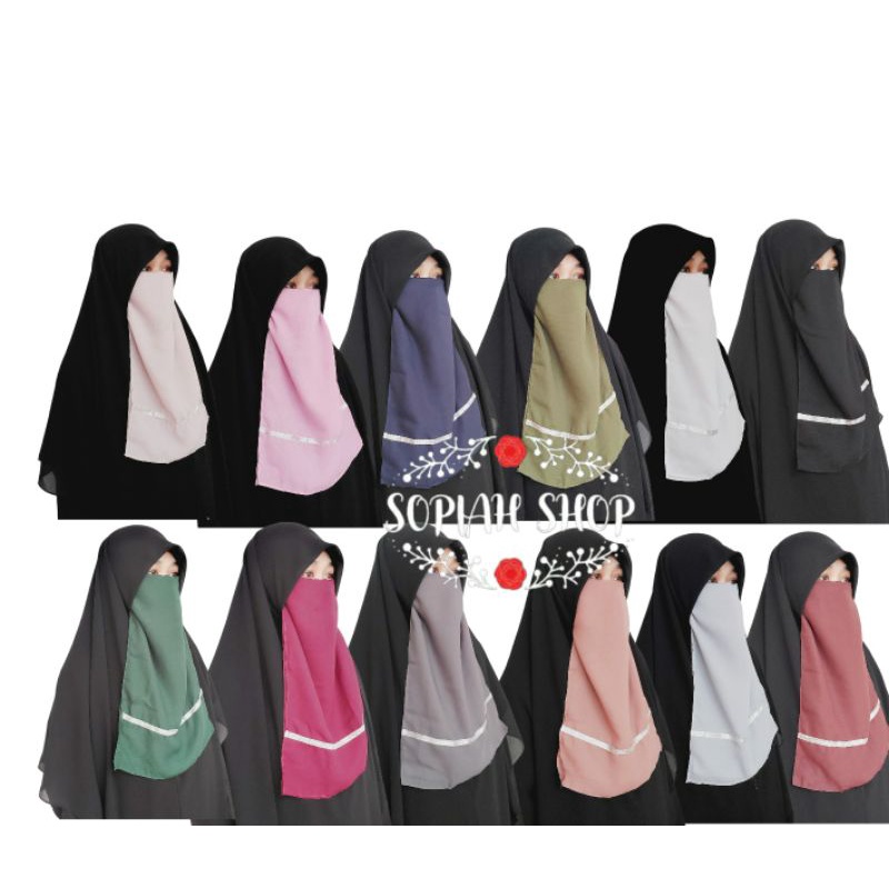 Jual cadar niqob niqab tali 2 layer lis sifon lembut bisa bayar COD di tempat | Shopee Indonesia