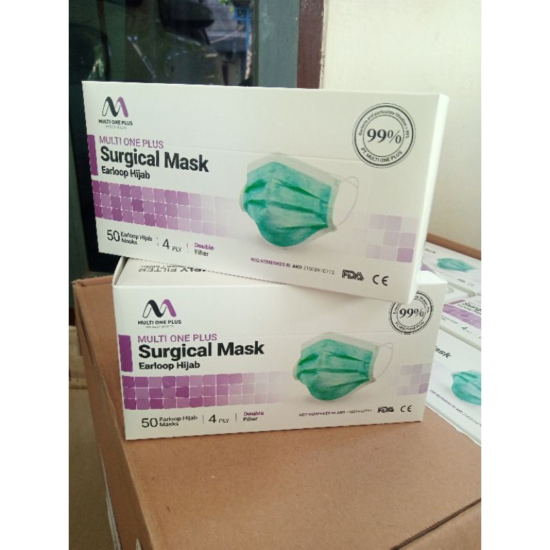 Jual Surgical Mask Earloop Hijab Multi One Plus 4 ply isi 50 pcs ...