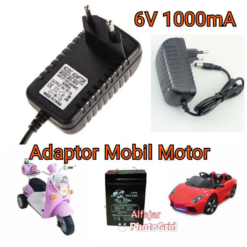 Jual ADAPTOR CHARGER ACCU 6 VOLT 12VOLT CASAN RIDE ON CAR MOBIL MOBILAN ...