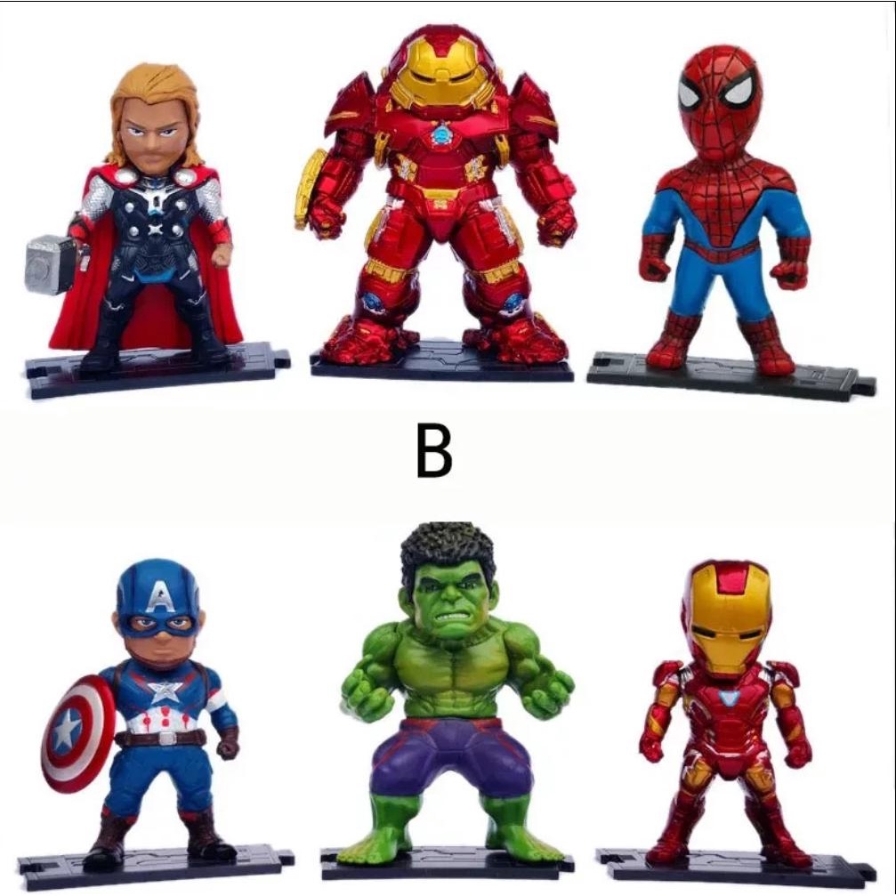 Jual Action Figure set Marvel Avengers + Hulkbuster + Spiderman 6pcs ...