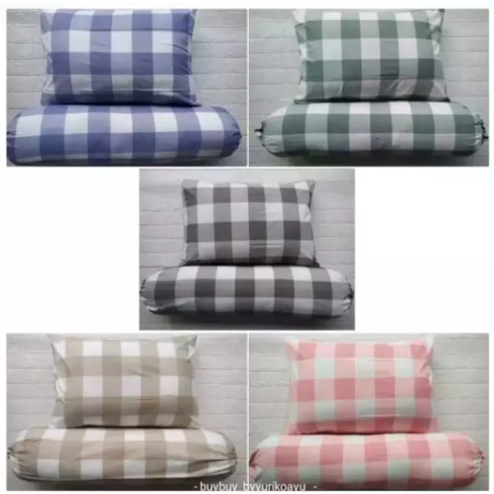 Jual Sarung Bantal dan Sarung Guling Aesthetik Korea Motif Kotak Hitam ...