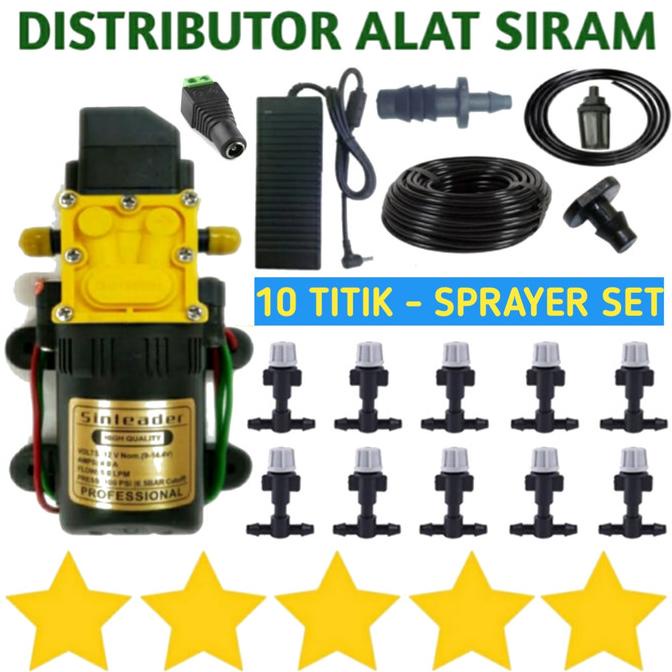Jual PAKET SPRAYER 10 SET POMPA DC MIST NOZZLE AIR SPRINKLER SELANG PE ...