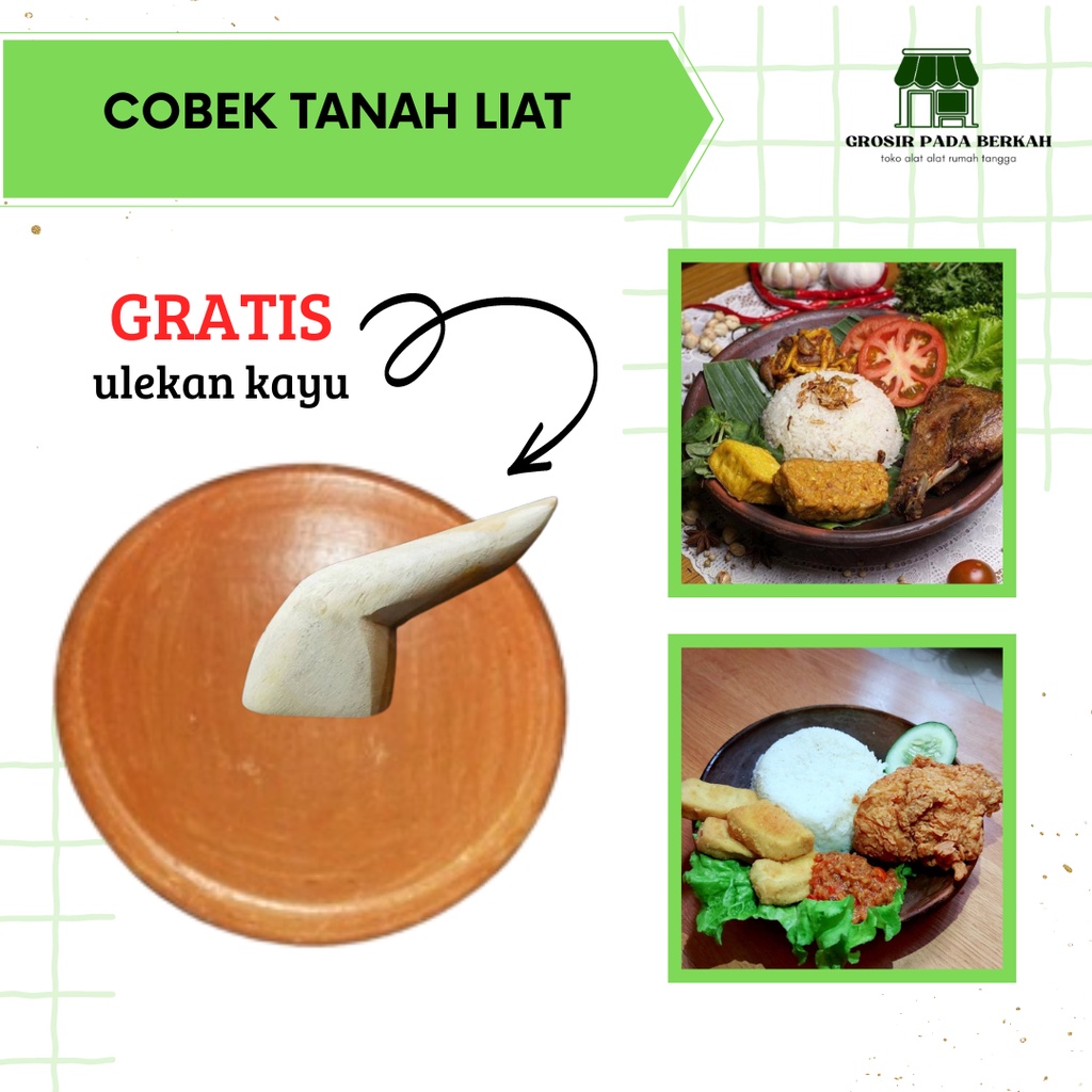 Jual 1Set Cobek Tanah Liat Coet Tanah Liat Set Ulekan Lumpang Tanah ...