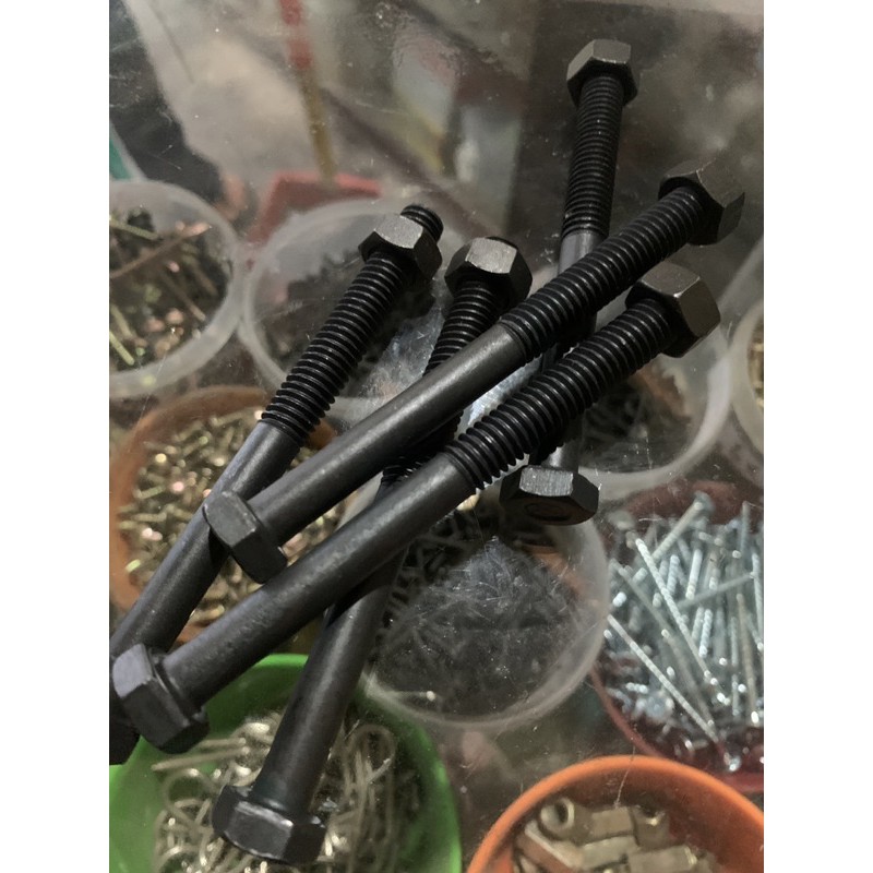 Jual UNC 3/8 x 4” - BAUT MUR BESI HITAM KUNCI 14 PANJANG 10 cm - HEXAGON BOLT NUT UNC | Shopee ...