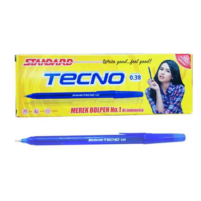 Jual STANDARD PEN TECNO 0.38 ISI 12 PCS | Shopee Indonesia