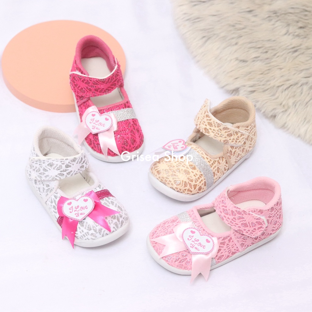 Jual Grisea Sepatu Anak Lucu I LOVE YOU Brukat Baby Usia 1-2-3 Tahun ...