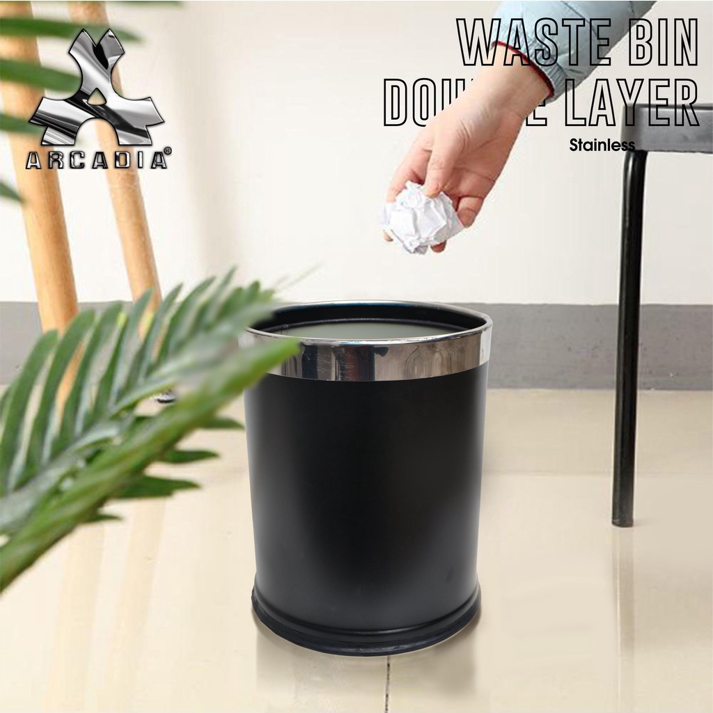 Jual Waste Bin Double Layer, Tempat sampah warna hitam - 91034 | Shopee ...
