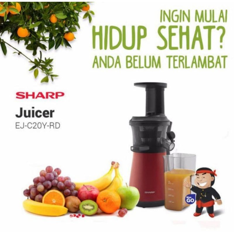 Jual SHARP SLOW JUICER EJ-C20Y-RD 0.8 LITER LOW WATT 150 WATT GARANSI ...