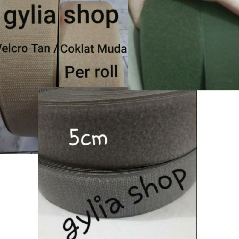 Jual Velcro / Perekat Kain Abu abu 5cm, Tan, dan Hijau TNI Per roll ...