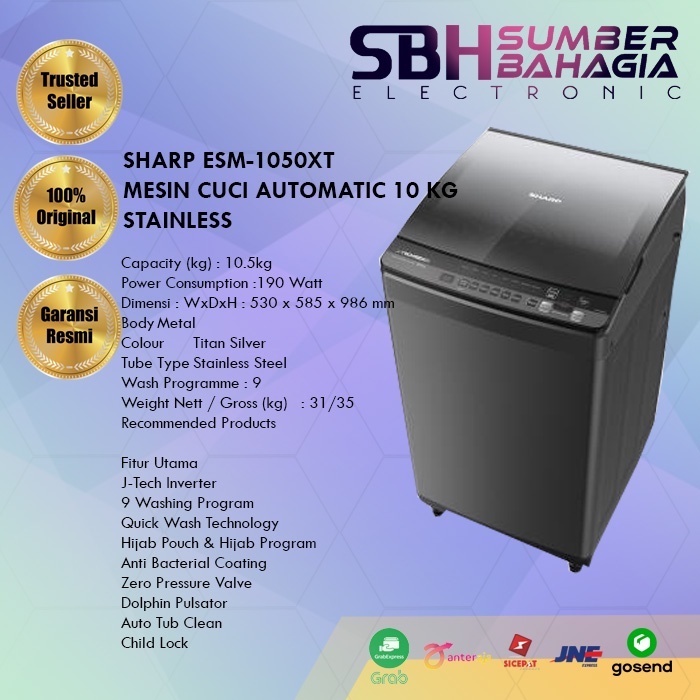 Jual SHARP ESM-1050XT MESIN CUCI AUTOMATIC 10 KG STAINLESS (NEW ...