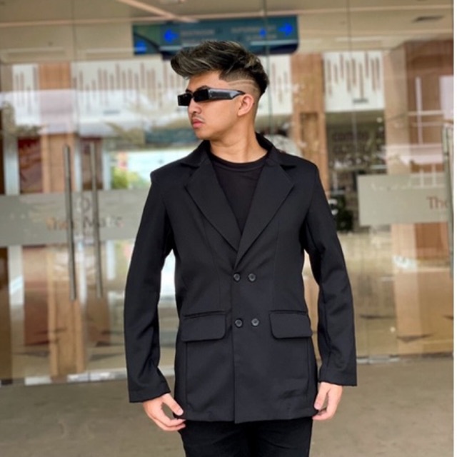 Jual BLAZZER HITAM POLOS SEMIWOLL | Shopee Indonesia