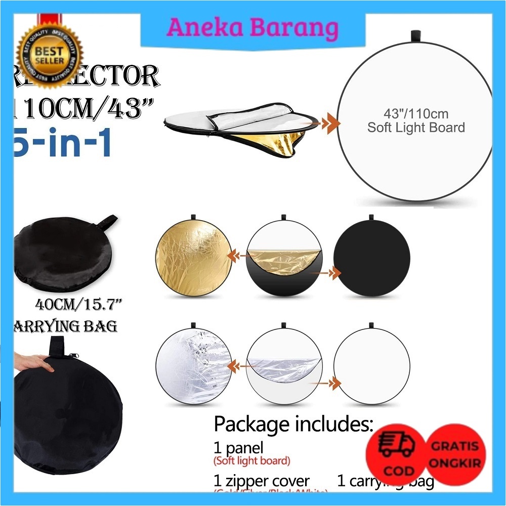 Jual Reflektor Bulat Flash Studio Foto Cahaya Dilipat Bulat Fotografi ...