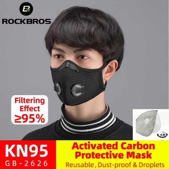 Jual Masker N95 Rockbros Activated Carbon 5 ply Air Valve Protective ...