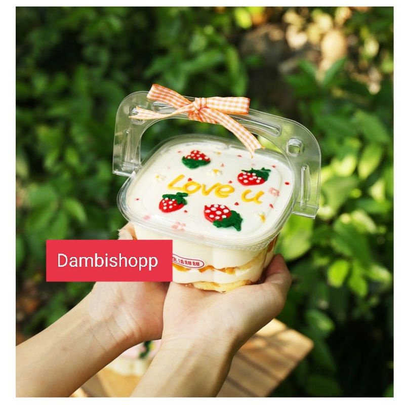 Jual MIKA BOX WITH HANDLE / TEMPAT PUDING TRANSPARANT ISI 10 PCS ...