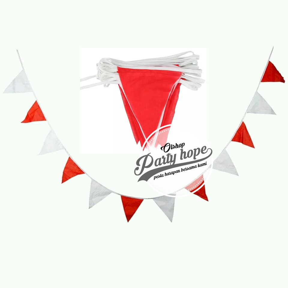 Jual bendera segitiga kain merah putih / bendera umbul umbul / bendera HUT RI / karnaval ...