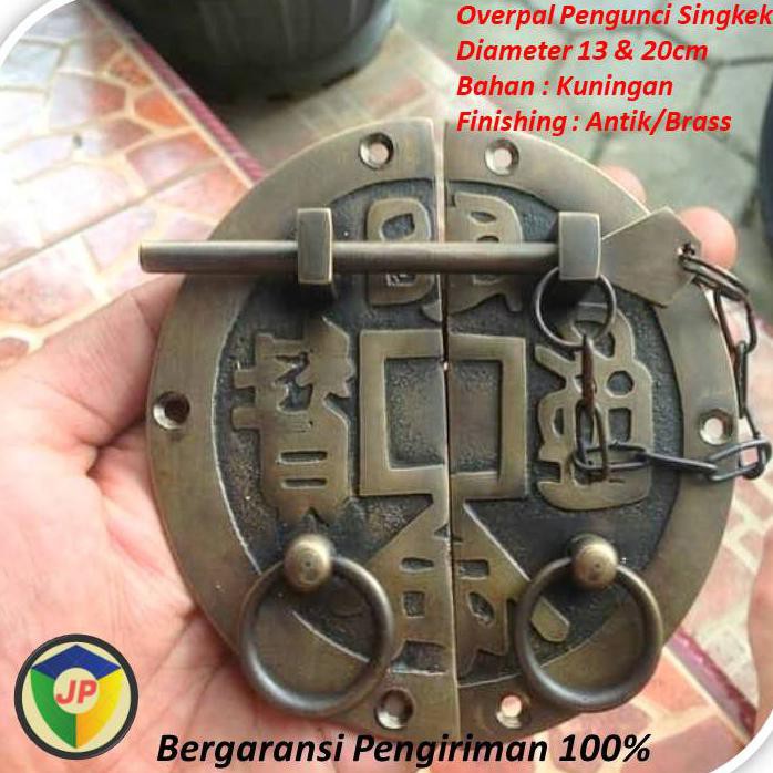 Jual Overpal Kunci Gembok Grendel Pintu Rumah Kuningan Asli Antik Motif ...